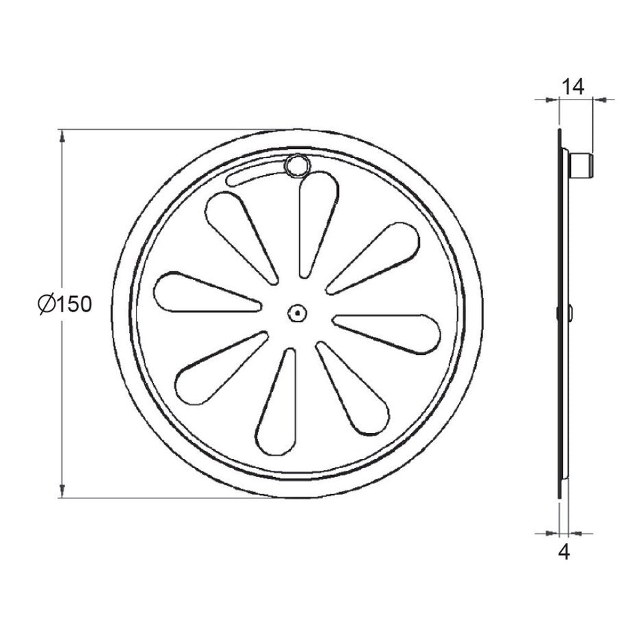 Vent Inner Aluminium (Rose Vent) 150mm
