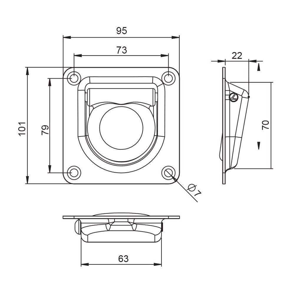 Lashing Ring - Steel Ring Galvanised Backplate 500kg