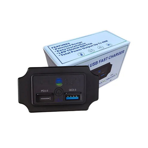 RV Black USB Fast Charger With USBC & USBA