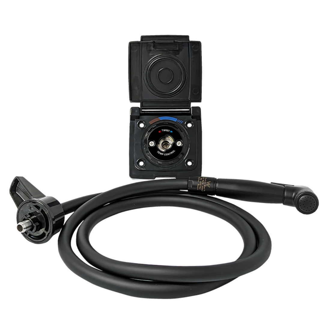 COAST RV External Camper Shower Point - Black with 1.5M Hose