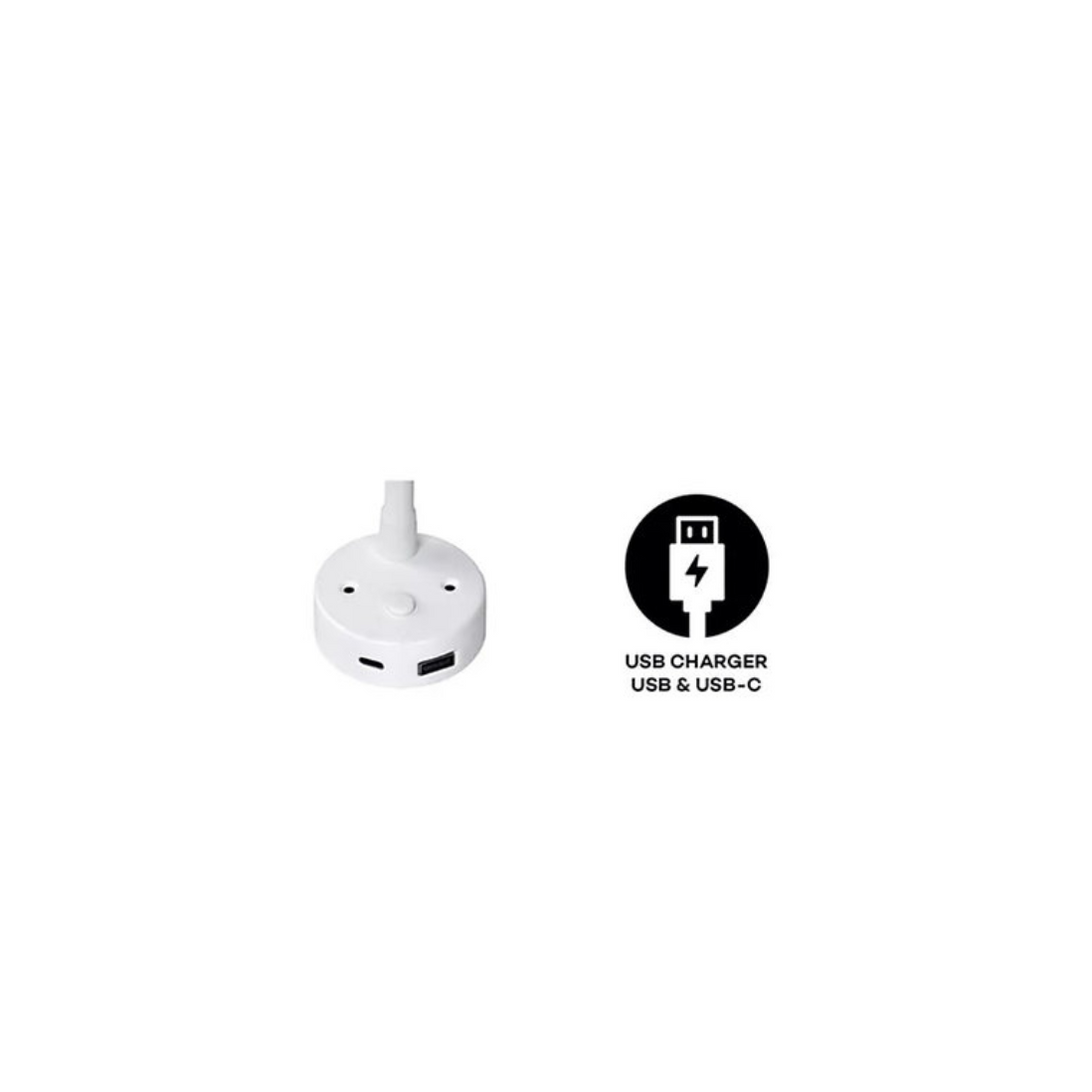 White Reading Light Built in USB & USB C