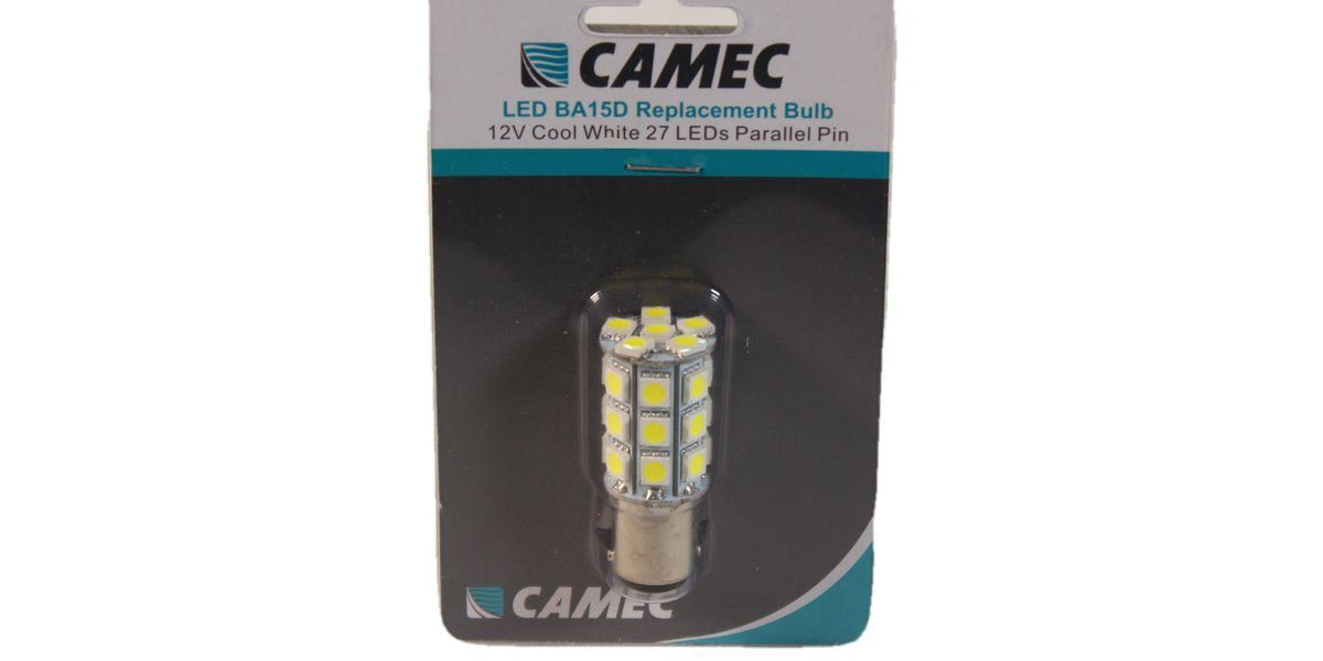 Camec 12V 27 LED BA15D Replacement Bulb Double Contact - Cool White
