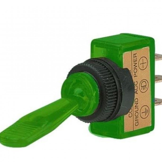 Narva Illuminated Off/On Toggle Switch Green 20A At 12V Only 12.5mm Di