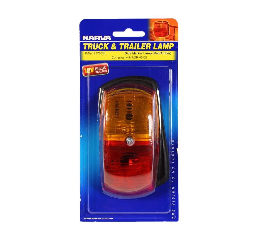 Narva 12V Side Marker Lamp Inc Globes 125X65mm - Red/Amber