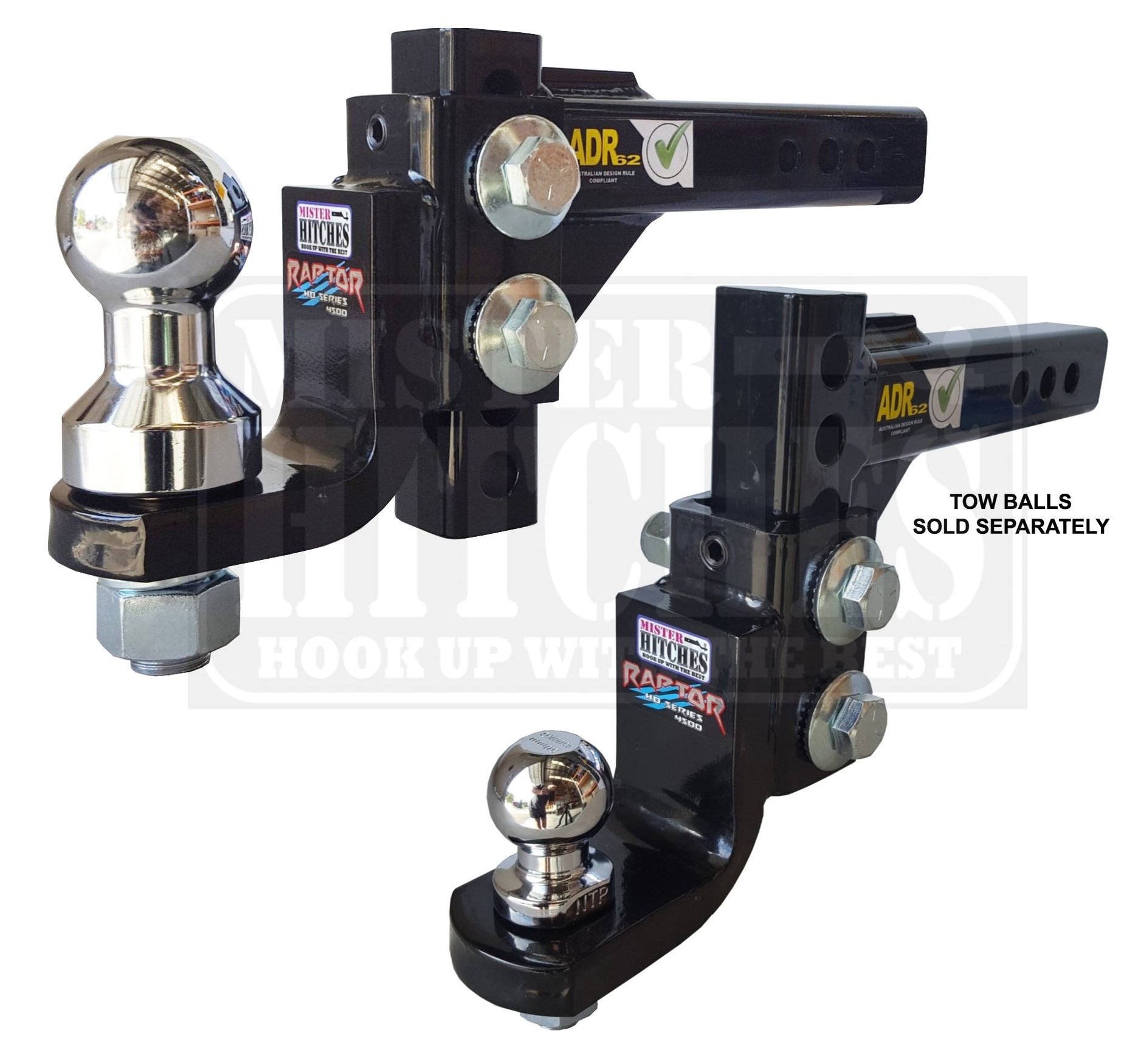 Mister Hitches Raptor Super Duty Adjustable 16 Stage Ball Mount - 4.5T