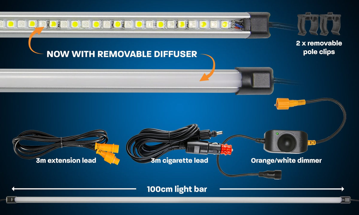 100cm Super Bright LED Light Bar Orange/White W/Cig Diffusser