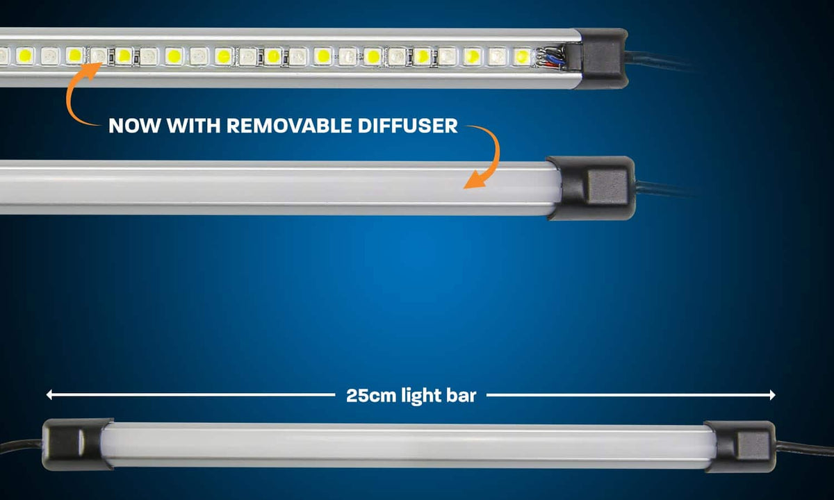 25cm Super Bright LED Light Bar Orange/White Diffusser