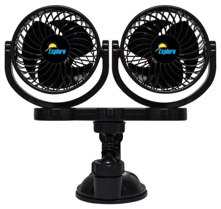 Explore 12V Twin Fan 5" With Suction Base