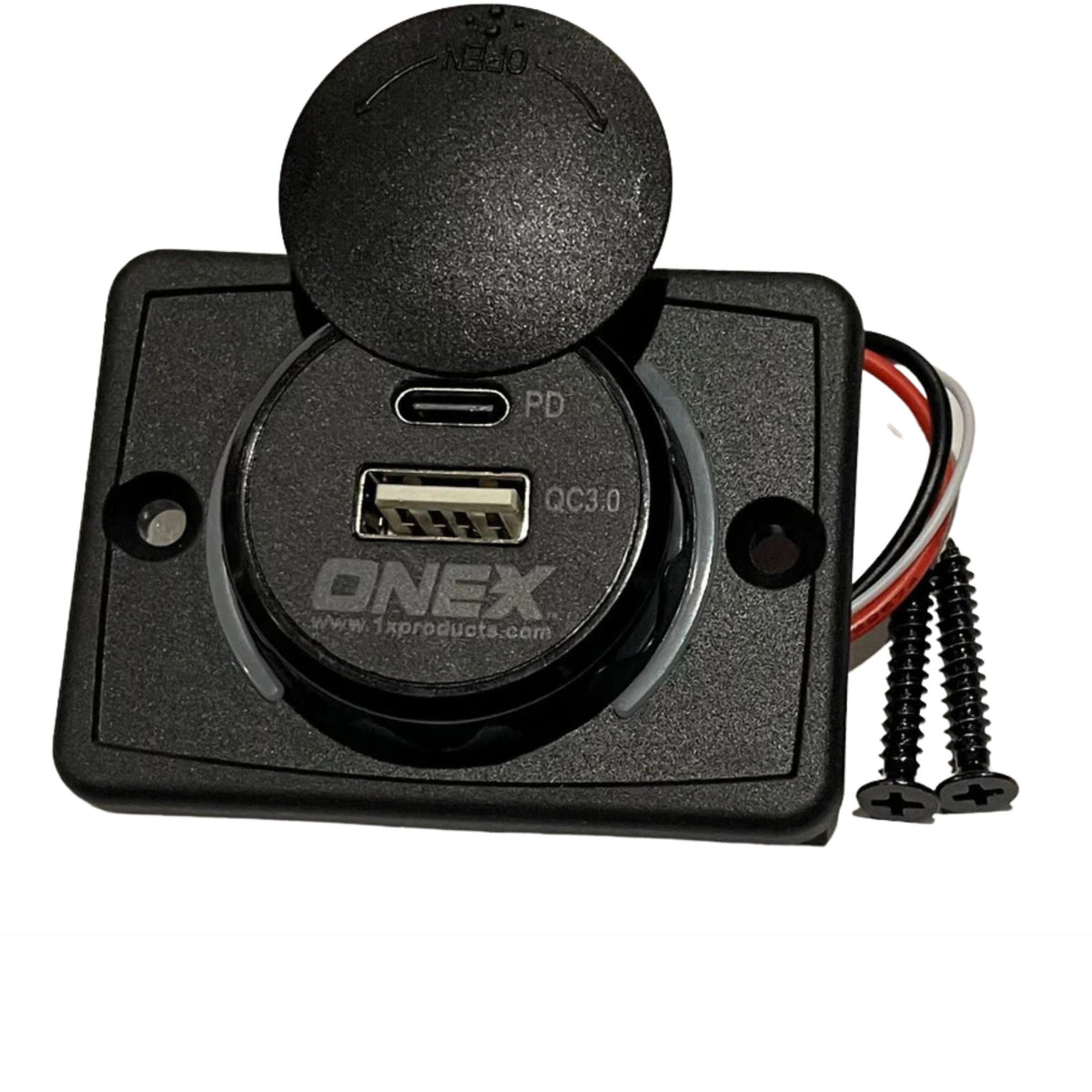 Flush Mount Dual USB Outlet Type C - Black